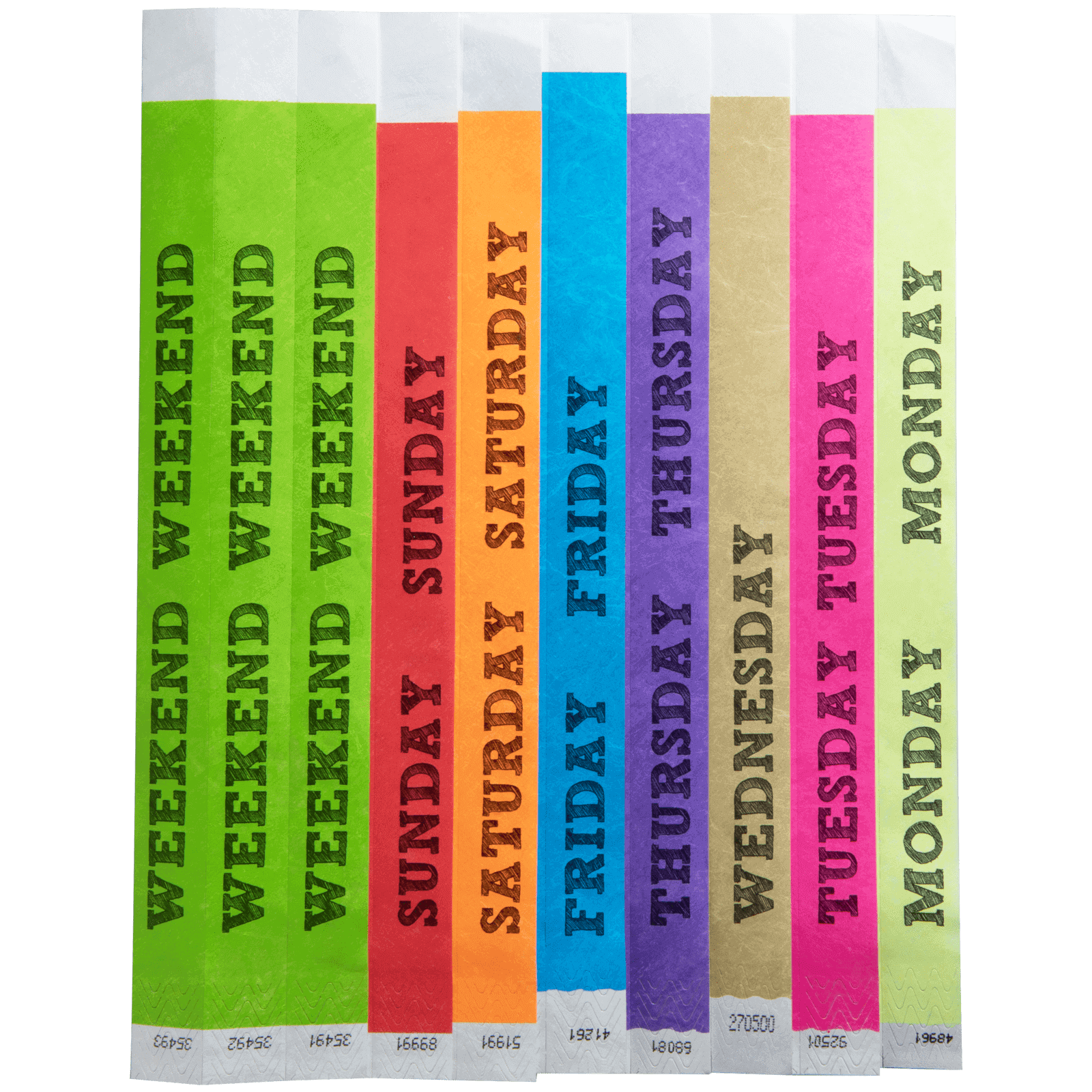 Days & Week Wristbands | Day Wristbands - Event Wristbands